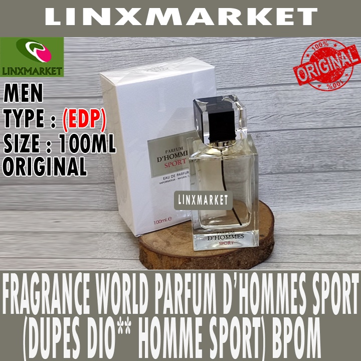 Jual FRAGRANCE WORLD PARFUM D’HOMMES SPORT EDP 100ML DUPE DIO* HOMME ...