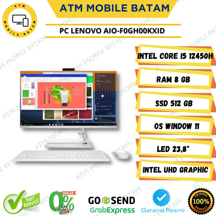 Jual LENOVO PC AIO i5-12450H 8GB 512 SSD DVD 23.8" FHD F0GH00KXID KXID ...