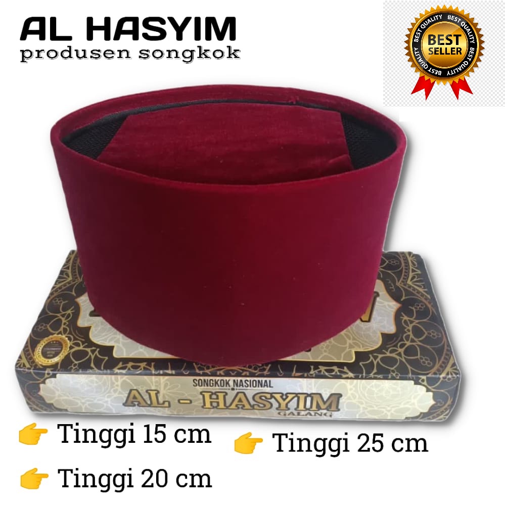 Jual SONGKOK KOPIAH MERAH Al Hasyim Peci Merah AC Tinggi 15cm 20cm 25cm ...