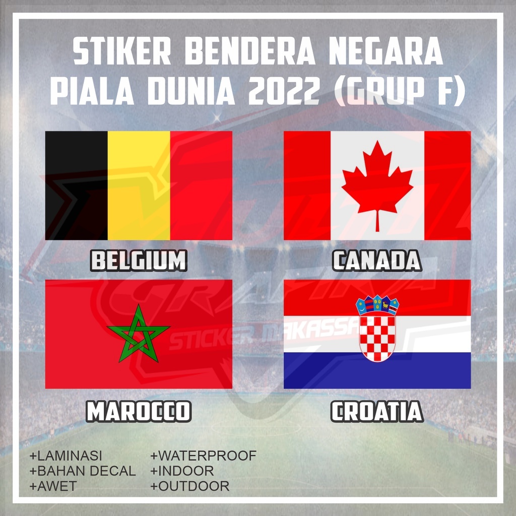 Jual Stiker Sticker Bendera Negara Belgium Canada Croatia Marocco Fifa ...