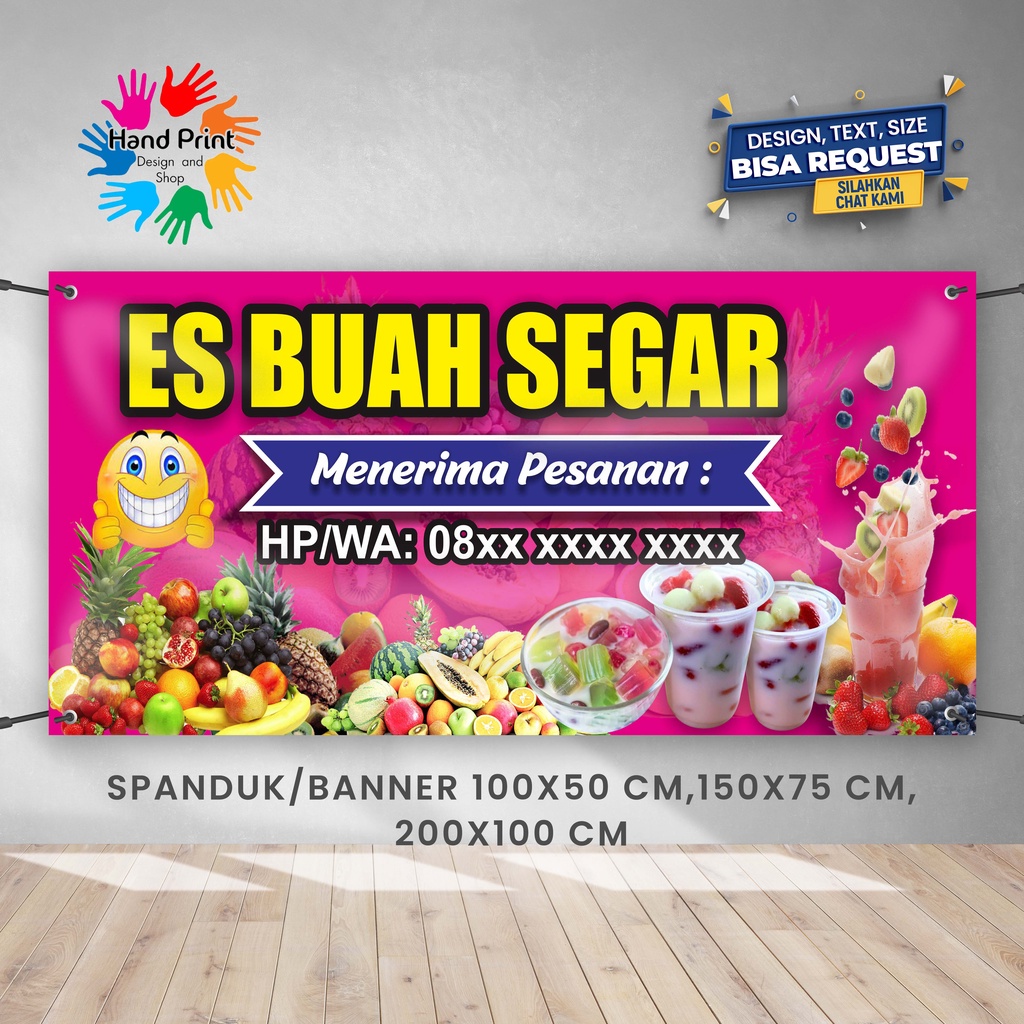 Jual Spanduk Banner Es Buah Sop Buah Segar Pink Gratis Memesan Desain ...