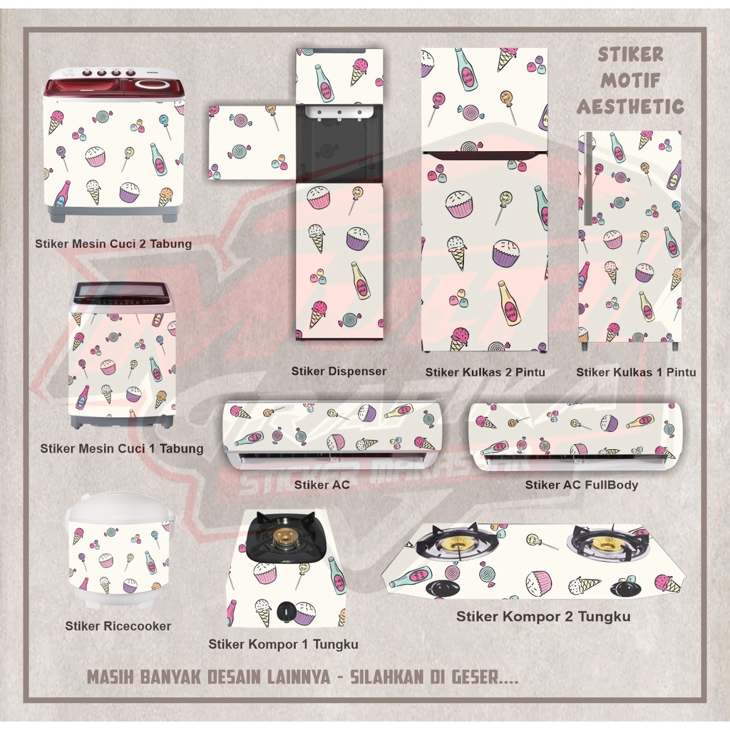 Jual Stiker Sticker kulkas kompor mesin cuci 1 2 pintu tabung mata Rice ...