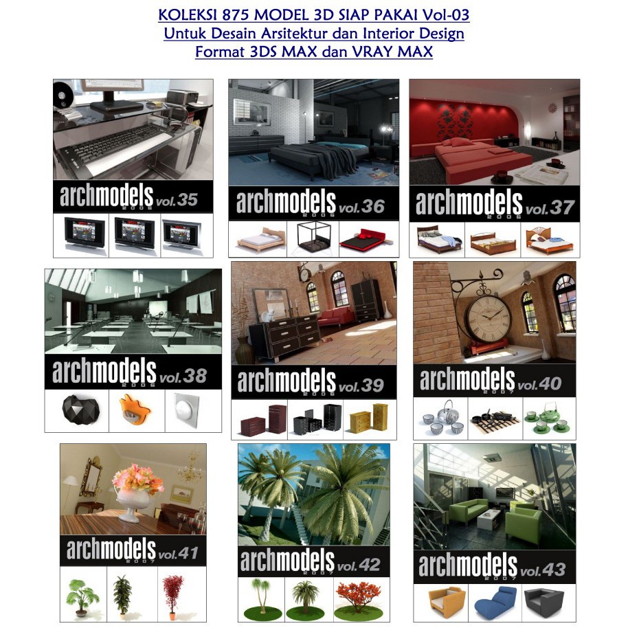 Jual Koleksi 875 Model 3D siap pakai interior design VOL #3 (format 3DS MAX dan VRAY MAX) ~ 1 ...