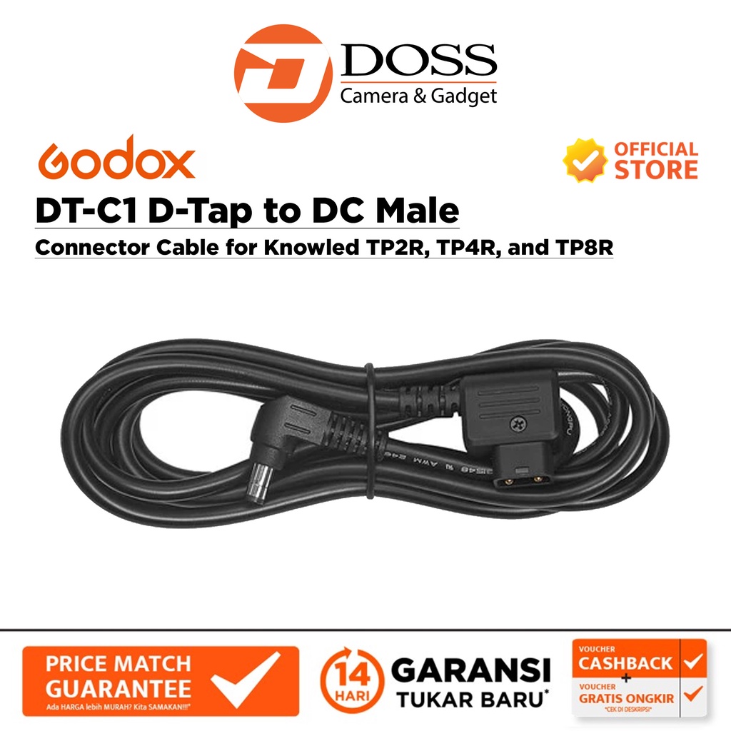 Jual Godox DT-C1 D-Tap to DC Male Connector Cable for Knowled TP2R TP4R ...