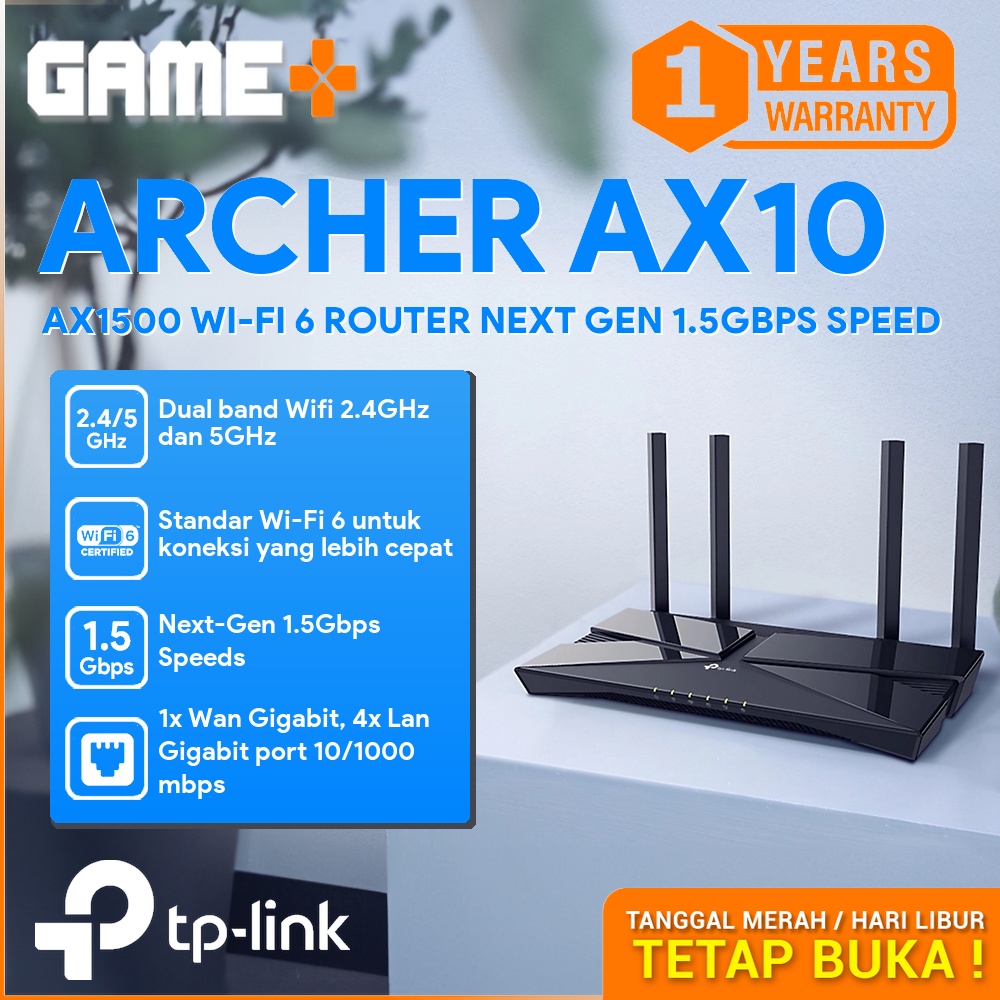 Jual TP-LINK ARCHER AX10 AX1500 WI-FI 6 WIFI6 ROUTER GARANSI RESMI ...