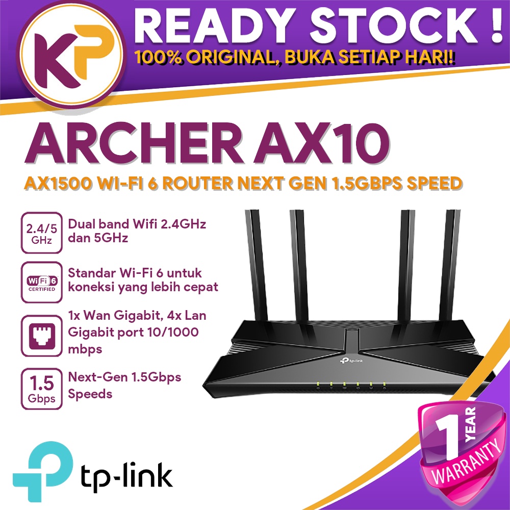 Jual TP-LINK ARCHER AX10 AX1500 WI-FI 6 WIFI6 ROUTER GARANSI RESMI ...