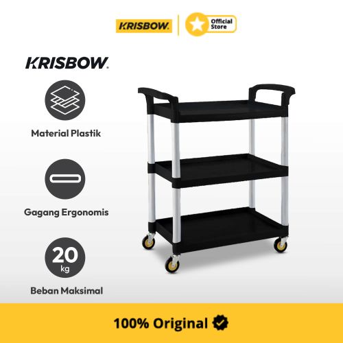 Jual Krisbow Trolley Rak Troli 3 Tingkat 80X41X90 cm - Hitam | Shopee ...