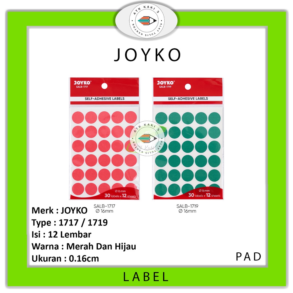 Jual JOYKO - Label Self Adhesive Salb 1717-1719 - Pad | Shopee Indonesia