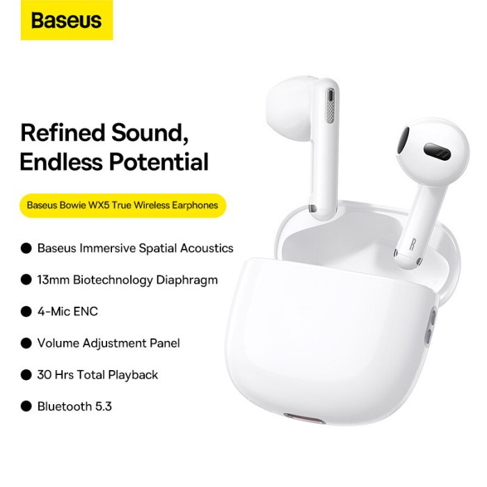 Jual Baseus TWS Bowie WX5 True Wireless Earphones White | Shopee Indonesia