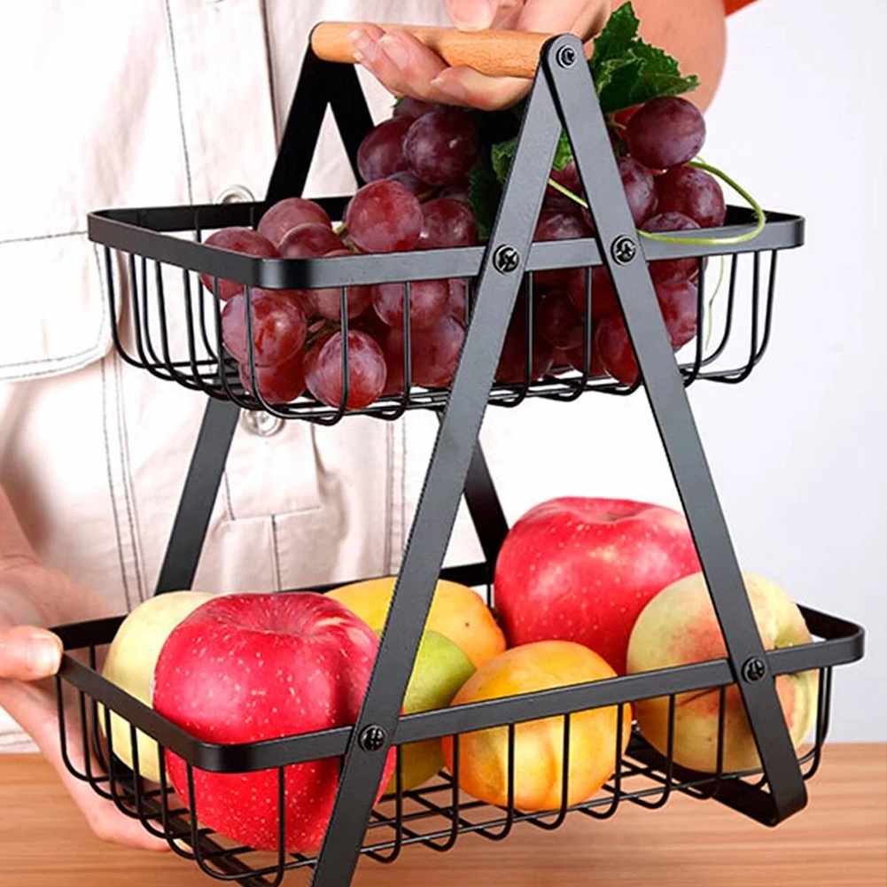 Jual SM Rak Penyimpanan Sayur Rakitan 2 Tingkat Keranjang Rak Buah Besi ...