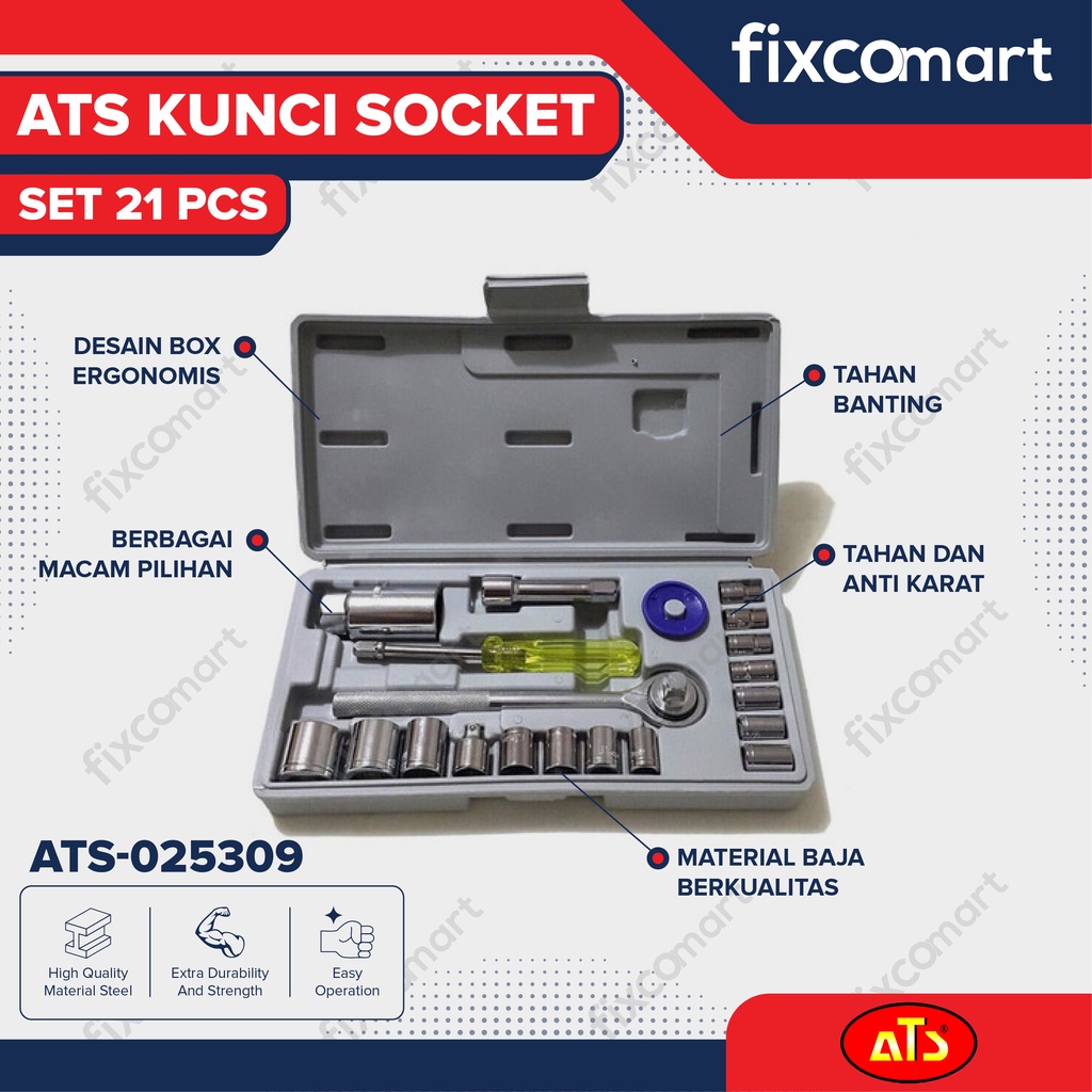 Jual Kunci Sock Set ATS - Socket Set 21 pcs | Shopee Indonesia