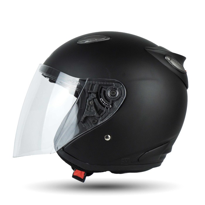 Jual HELM HALF FACE GANTENG DOUBLE VISOR PRIA SNI - HITAM DOFF | Shopee ...