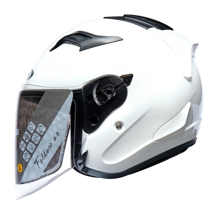 Jual ZEUS ZS 627 WHITE GLOSSY HALF FACE SINGLE VISOR - XL, BASIC ...
