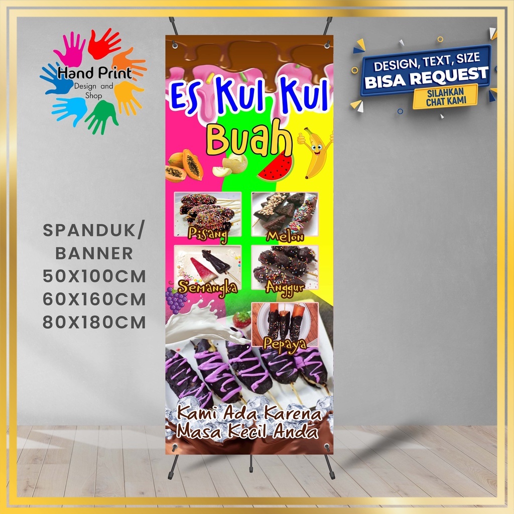 Jual SPANDUK / BANNER Es Kul Kul Buah Pelangi Bisa Request Desain ...