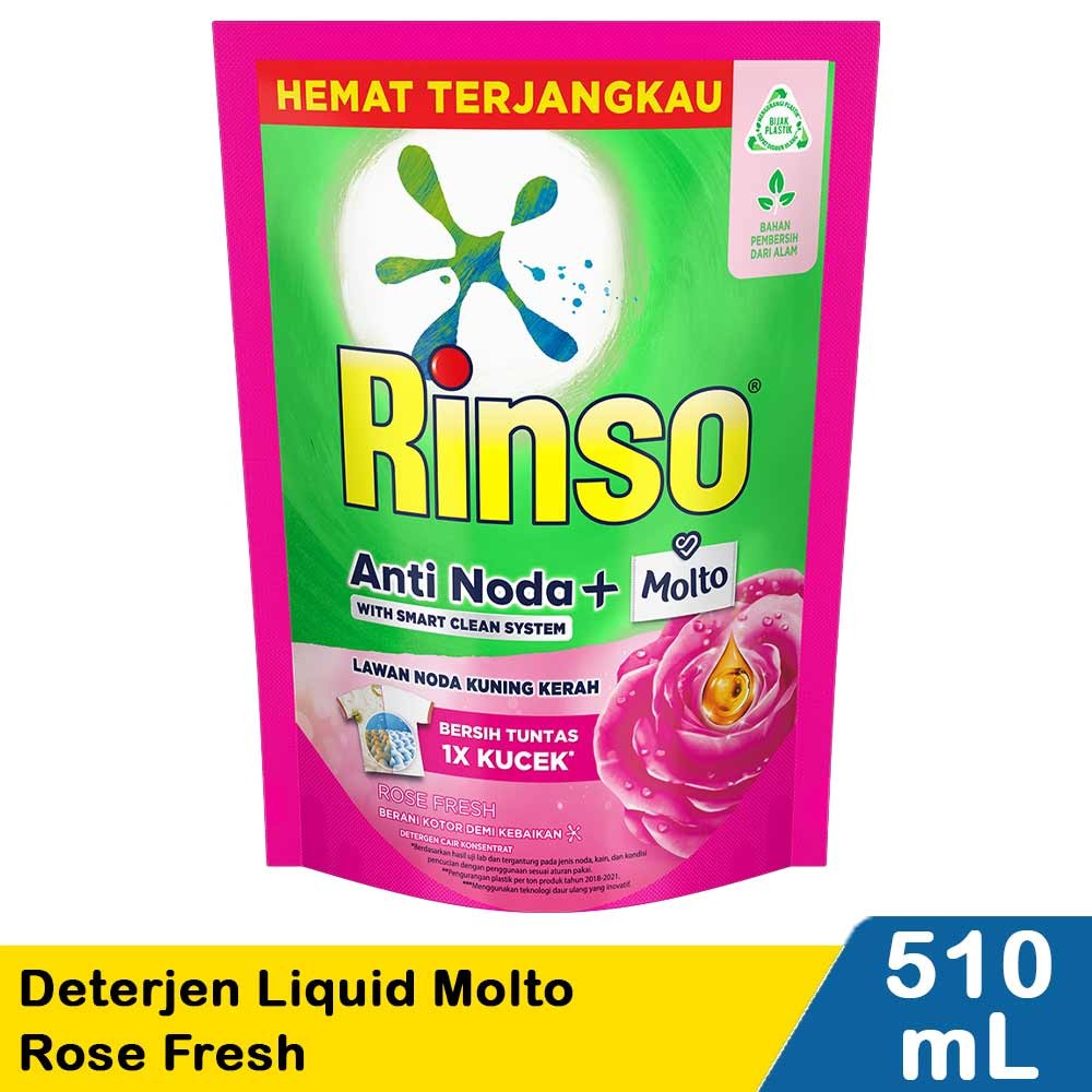 Jual RINSO DETERJEN LIQUID MOLTO ROSE FRESH 510mL | Shopee Indonesia