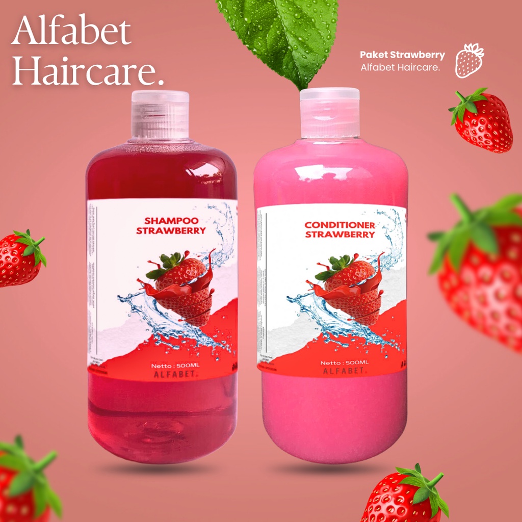Jual Paket Shampo + Conditioner Strawberry 500ML - Alfabet paket sampo ...