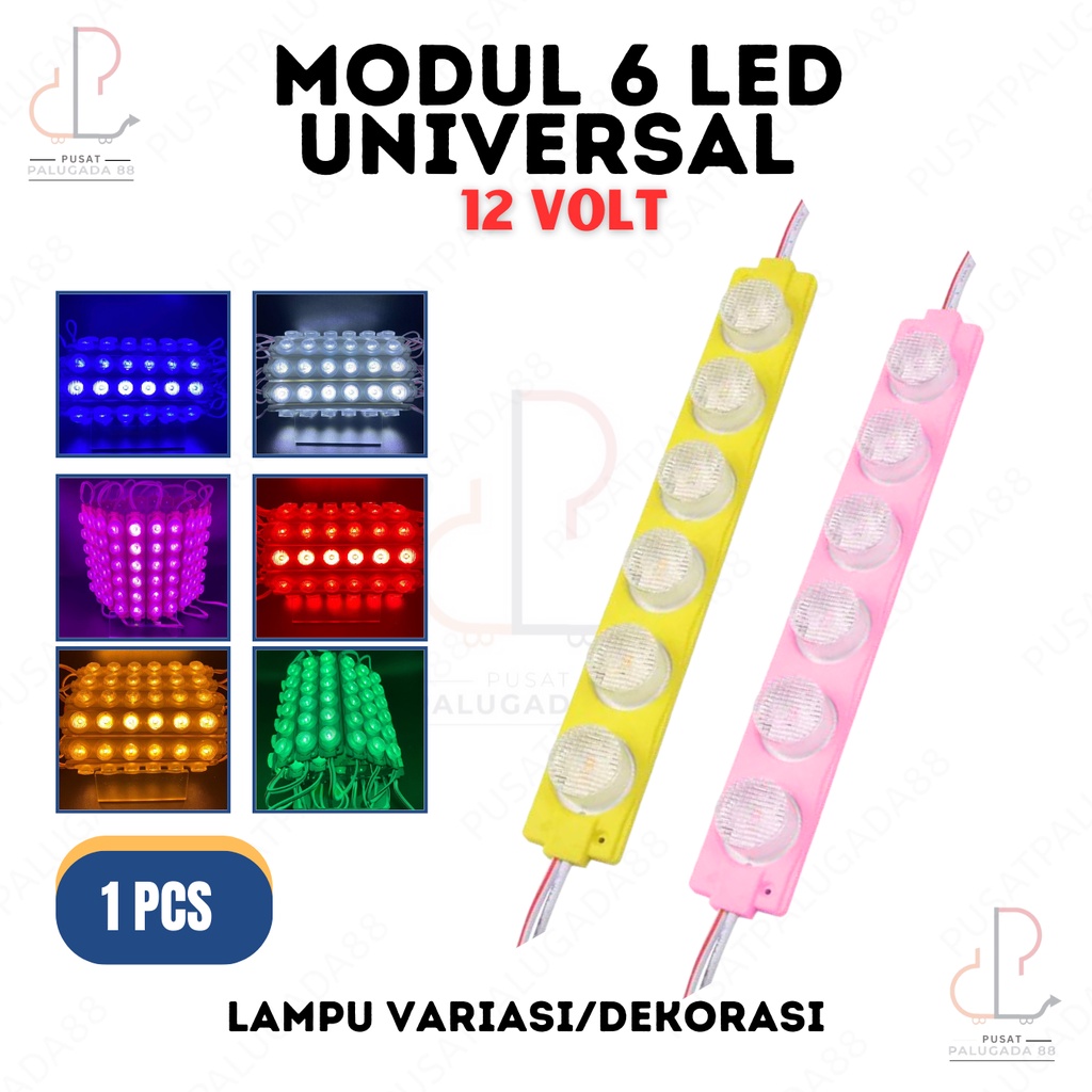 Jual Lampu LED Module Strip Variasi Motor Mobil Truk Fuso 1x6 Putih Merah Hijau Kuning Biru Pink ...