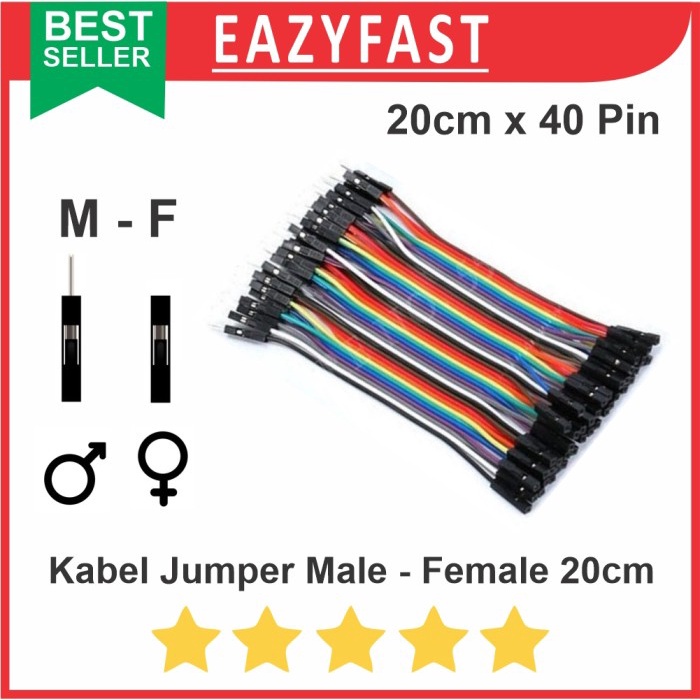 Jual Kabel Jumper Male to Female 20cm 20 cm 40p 40 Pin Pcs Arduino ...