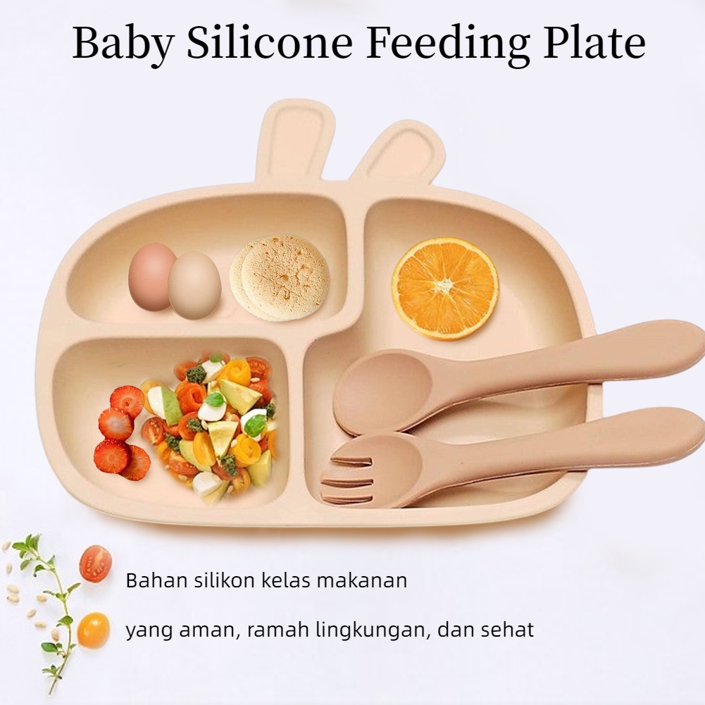 Jual Set Piring Sendok Silikon Suction Anti tumpah/Silicone Suction ...