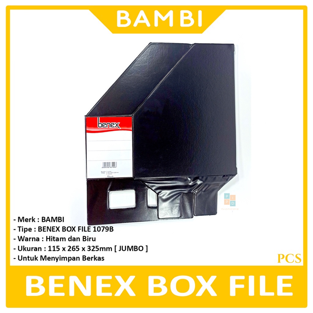Jual Bambi Benex - Pvc Jumbo 1079B Box File Folio Hitam - Biru - Pcs ...