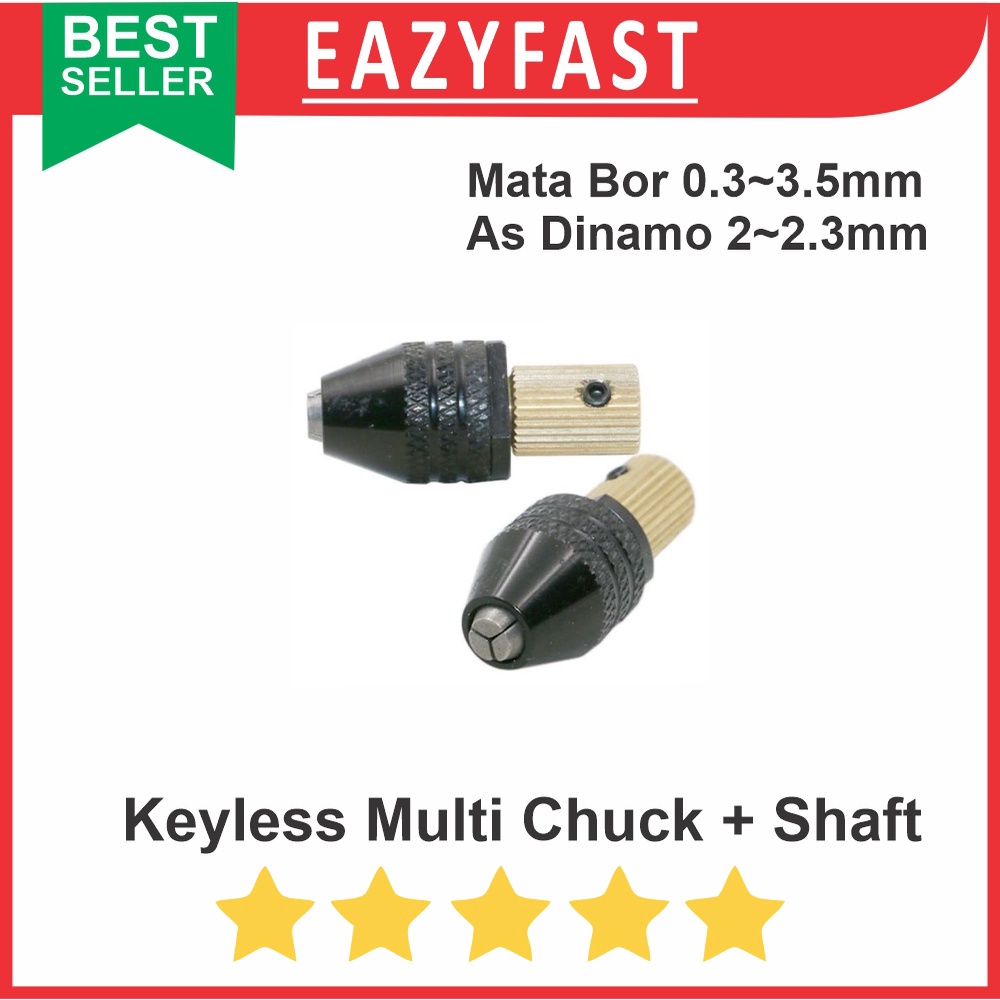 Jual Keyless Multi Chuck + Shaft Adapter untuk Dinamo Motor DC Mini ...