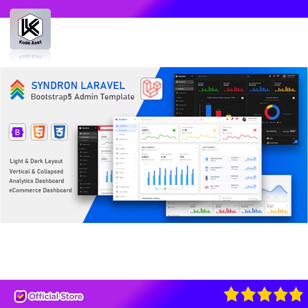 Jual SYNDRON - LARAVEL 8 + BOOTSTRAP 5 ADMIN TEMPLATE BY KODEASET | Shopee Indonesia