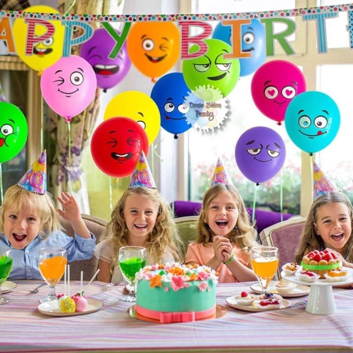 Jual Balon Latex Emoticon Mix / Balon Emoji Warna Warni 12inch 100pcs ...