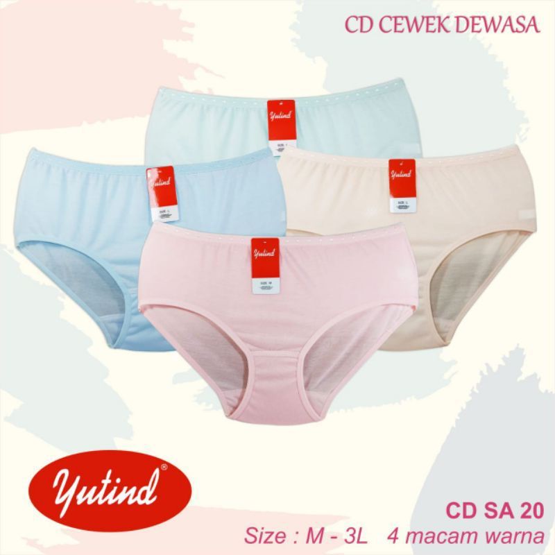 Jual Cd Katun Celana Dalam Wanita polos Yutind Type SA 21/SA 20 Warna Polos (1 PCS ) Cd katun ...