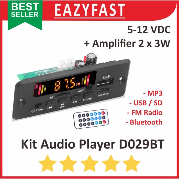 Jual Kit MP3 Audio Player D029BT Board USB BT Bluetooth FM Ampli ...