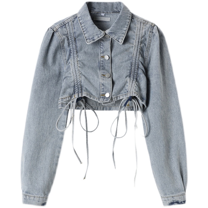 Jual Drawstring loose denim jacket short jacket | Shopee Indonesia