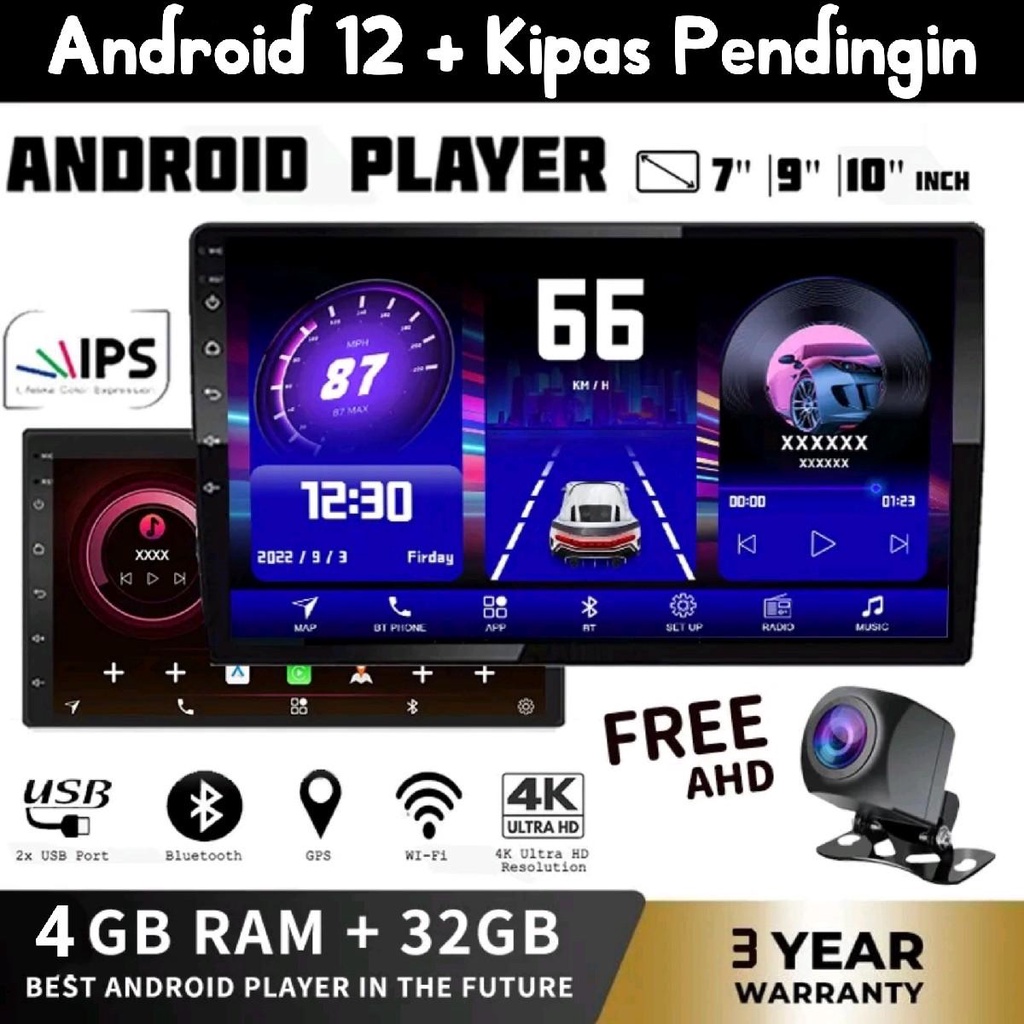 Jual Head Unit Android 12 Ram 4 + 32gb + Kipas Pendingin Double din ...