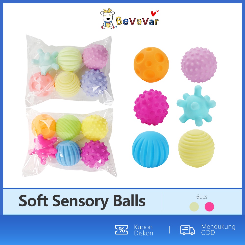Jual BEVAVAR Mainan Bola Sensorik Bayi 6PCS / Bola Mandi Anak Warna ...