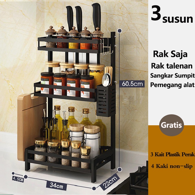 Jual HOMIX Rak Bumbu Dapur Penyimpanan Bumbu Penyelenggara Rak Susun ...
