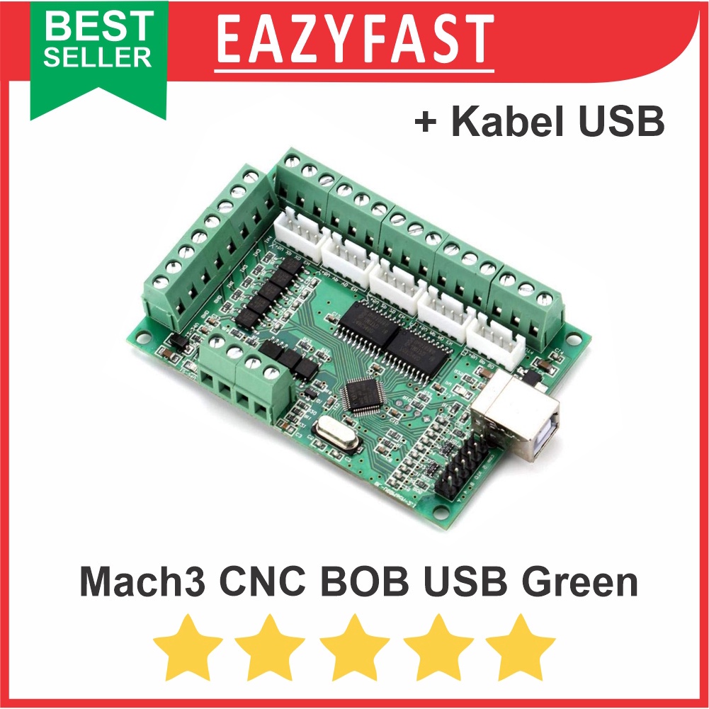 Jual USB Mach3 Mach 3 5 Axis CNC Controller Breakout Board BoB Green ...