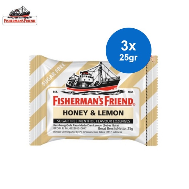 Jual Fisherman's Friend Sugar Free Candy Honey & Lemon 3 x 25 gr ...