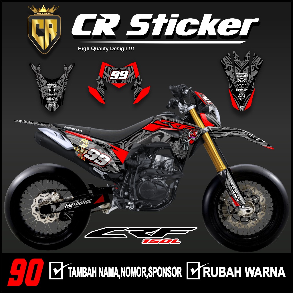 Jual Sticker Setiker Stiker decal CRF 150 L desain minimalis Fullbody ...