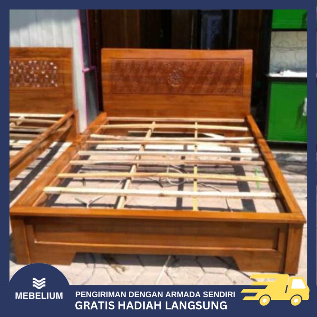 Jual Tempat Tidur Ranjang Kayu Jati Muda Minimalis [Mebelium] | Shopee ...
