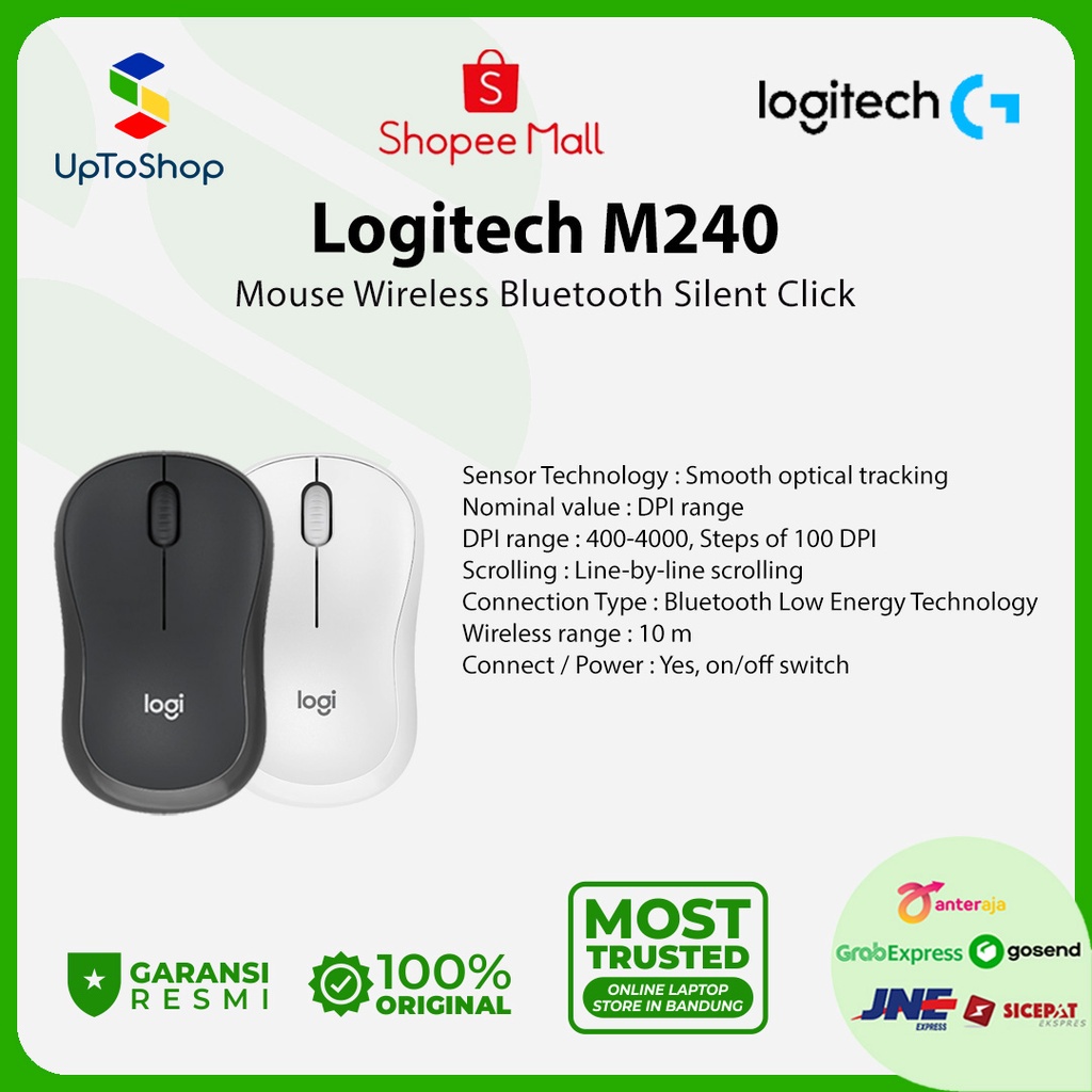 Jual Logitech M240 Mouse Wireless Bluetooth Silent Click | Shopee Indonesia