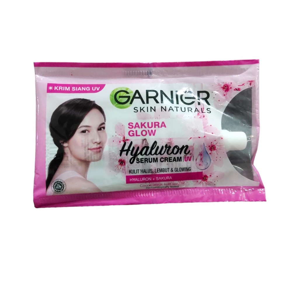 Jual GARNIER Sakura Glow Whitening Serum Cream Touch UV 7ml Sachet ...