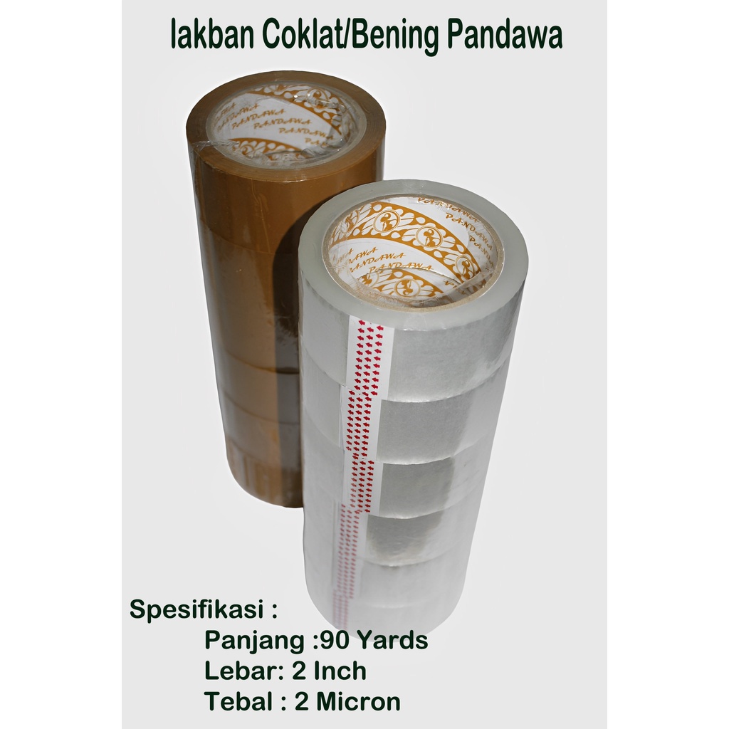 Jual Jual Lakban 1slop(6roll) Coklat/Bening 2 Inch 45mmx90Yards Merk PANDAWA ECONOMIS -CP ...