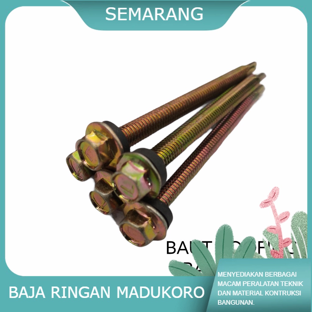 Jual BAUT ROOFING M5 x 75mm LION ROFING BAUT GALVALUM | Shopee Indonesia