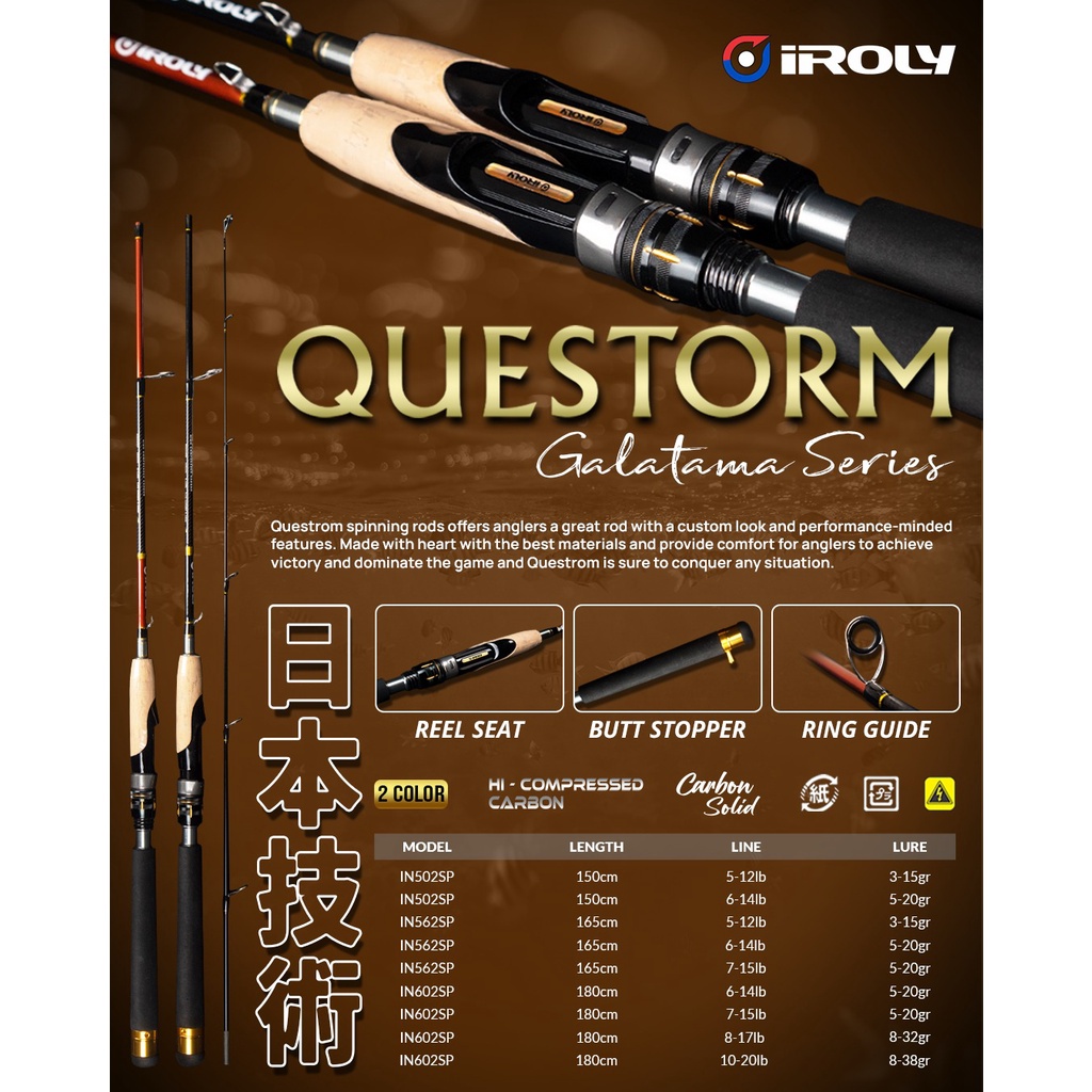 Jual JORAN PANCING CARBON SOLID IROLY QUESTORM KEKUATAN Hingga 20Lbs ...