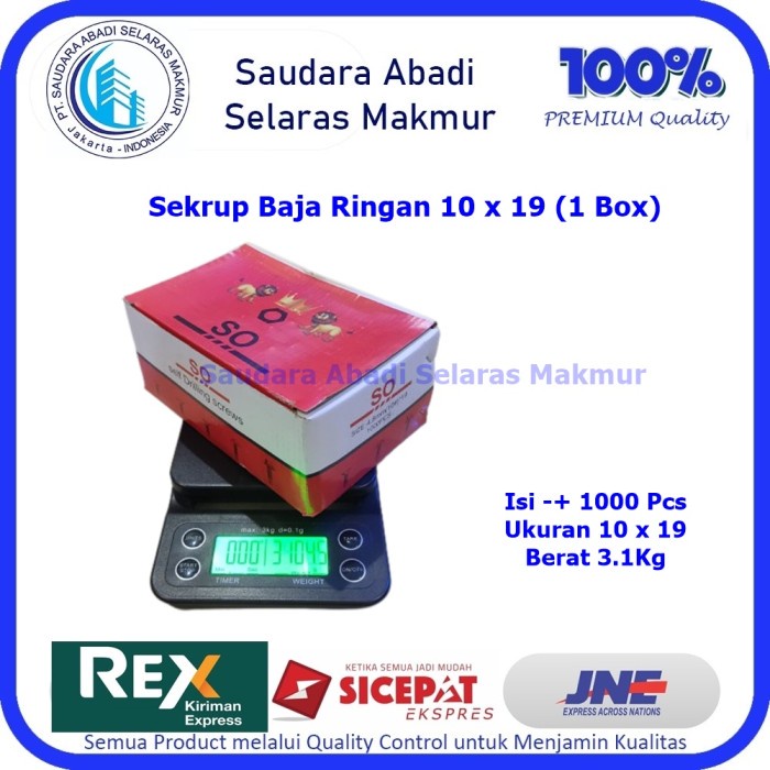 Jual Scrup Baja Ringan 10x19 (1 Box 1000 Pcs) | Shopee Indonesia
