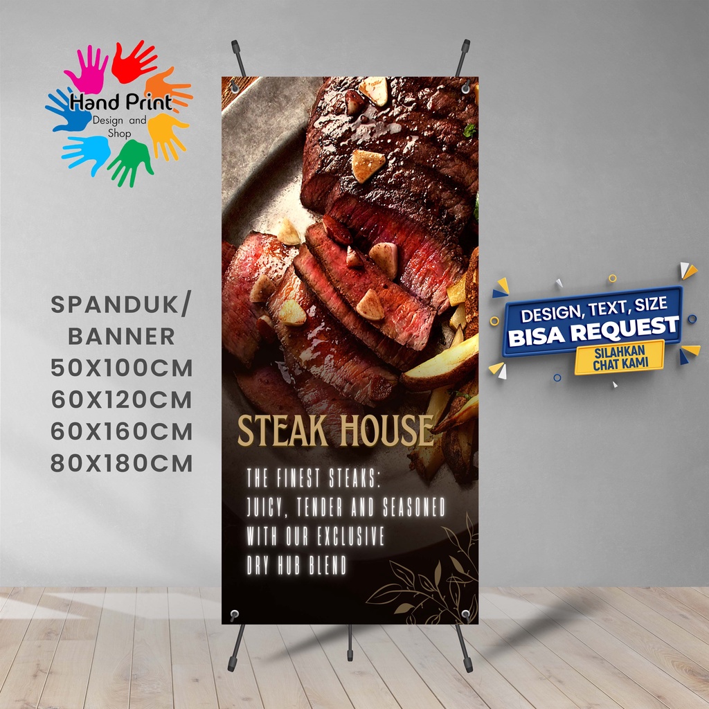Jual SPANDUK BANNER Steak House Sapi Hitam Elegan B 60x160 CM Outdoor ...