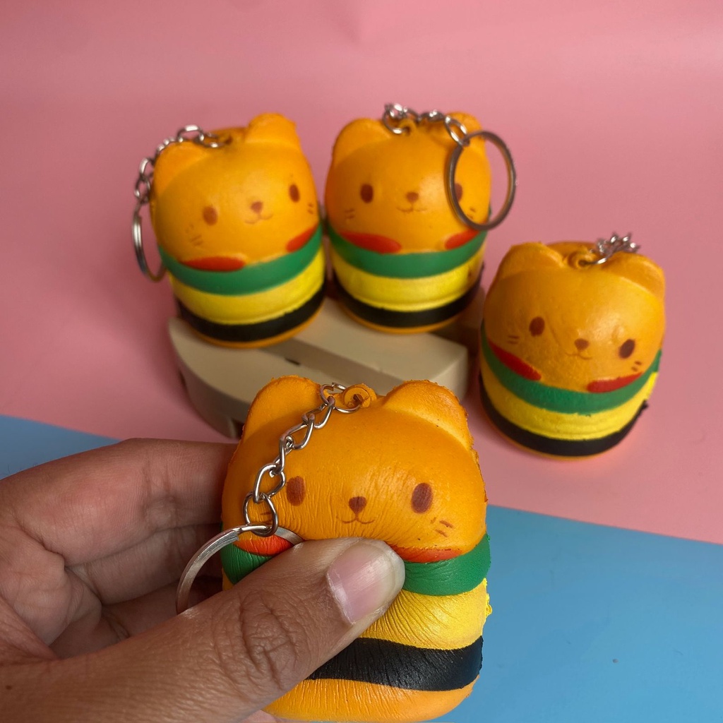 Jual CAT BURGER SQUISHY KEY CHAIN gantungan kunci squishi slow soft ...