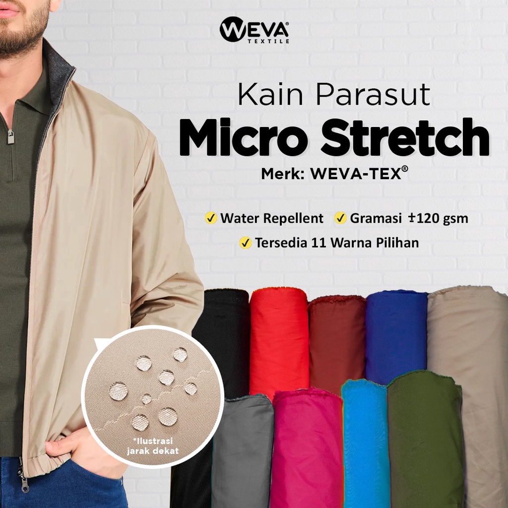 Jual Micro Stretch Bahan Kain Jaket Parasut Waterproof Wevatex | Shopee ...