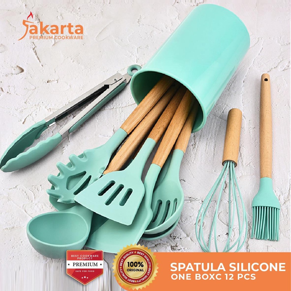 Jual JPC - High Quality Spatula Set Silikon Tahan Panas 12 Set Spatula ...