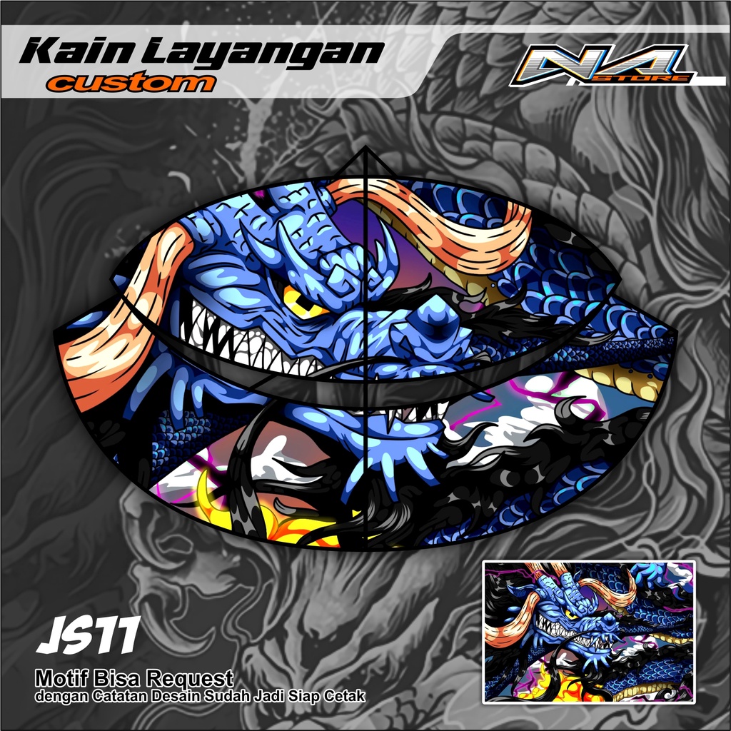 Jual Sampul Kain Layangan Motif Custom Full Printing Bahan Satin Peles ...