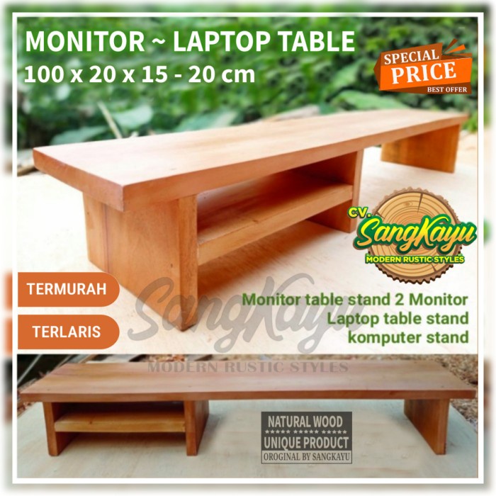 Jual Monitor stand kayu Meja laptop meja monitor table 2 Monitor ...