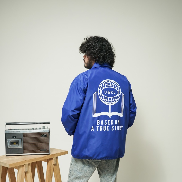Jual UNKL347 Jaket Pria Windbreak Biru Sablon CEKT | Shopee Indonesia